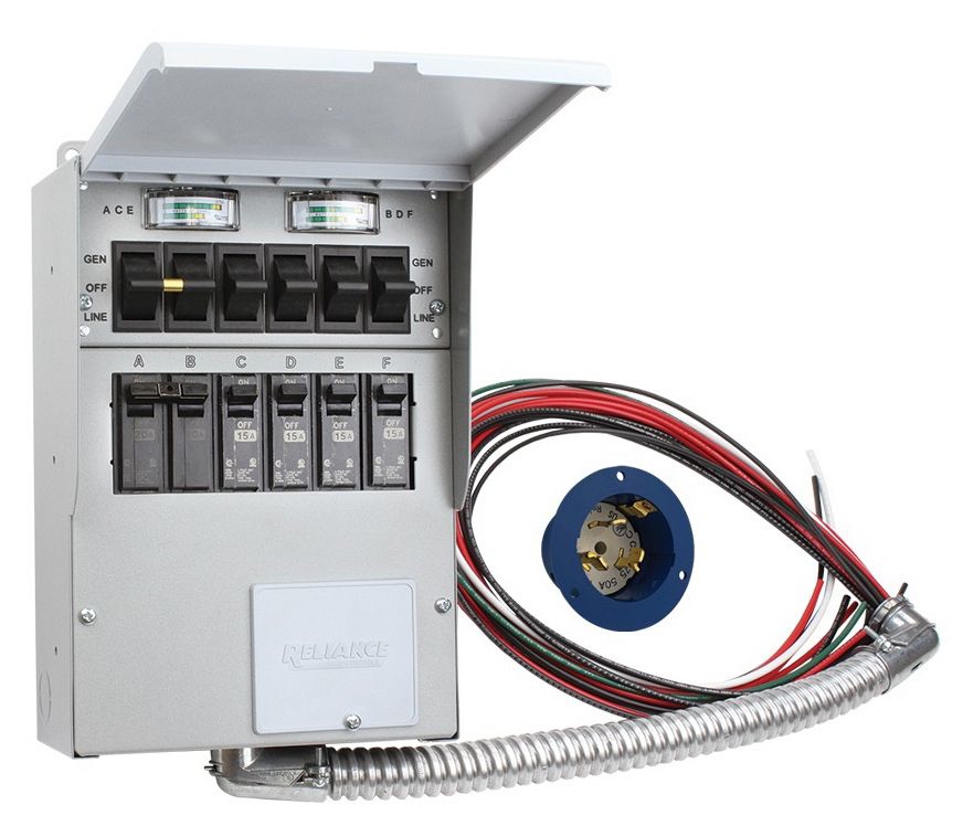 Reliance 506A Transfer Switch 50A-2P20 6-Circuits & Meters & Inlet ...
