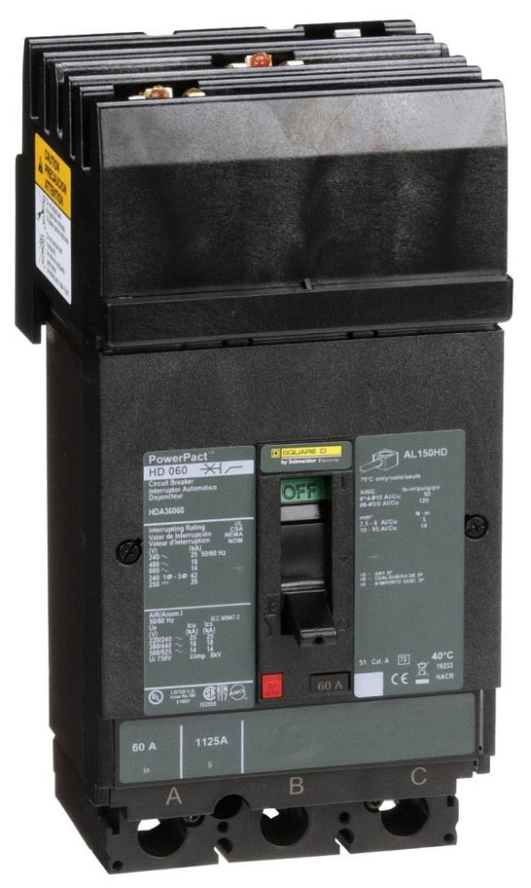 Square D HDA36060 Molded Case Circuit Breaker 600V 60A | Gordon ...
