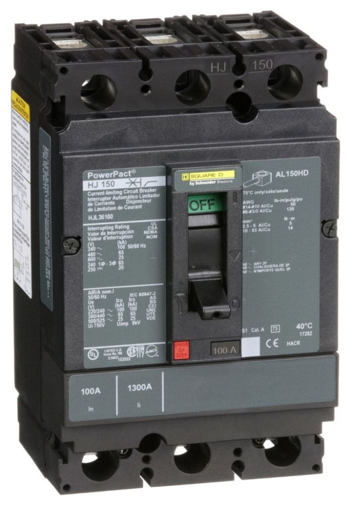 Square D HJL36100 Molded Case Circuit Breaker 600V 100A | Gordon ...