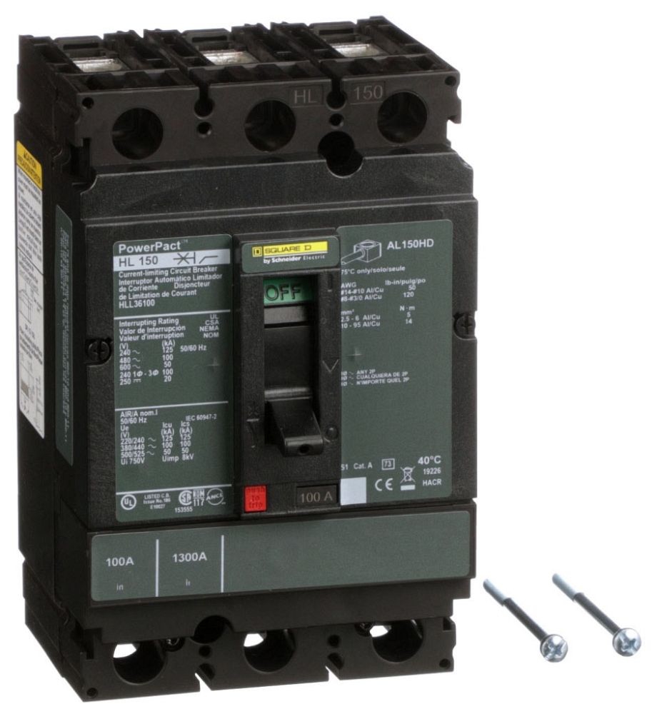 Square D HLL36100 Molded Case Circuit Breaker 600V 100A | Gordon ...