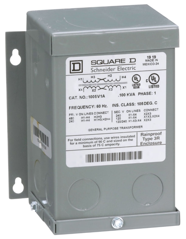 SQUARE D 100SV1A : XFMR DRY 1 PH .1KVA 240X480V-120/240V | Gordon ...