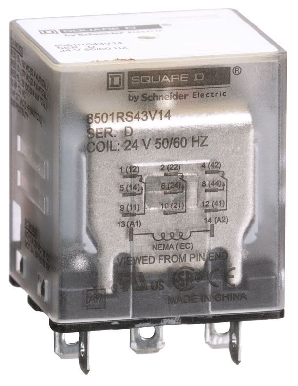 SQUARE D 8501RS43V14 : RELAY 250VAC 10AMP TYPE R +OPTIONS | Gordon ...