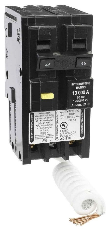 Square D HOM245GFI Miniature Circuit Breaker 120/240V 45A | Gordon ...