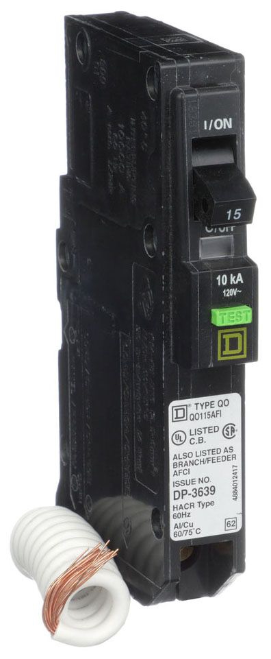 Square D QO115AFI Miniature (Dnr) Circuit Breaker 120/240V 15A (Obs ...