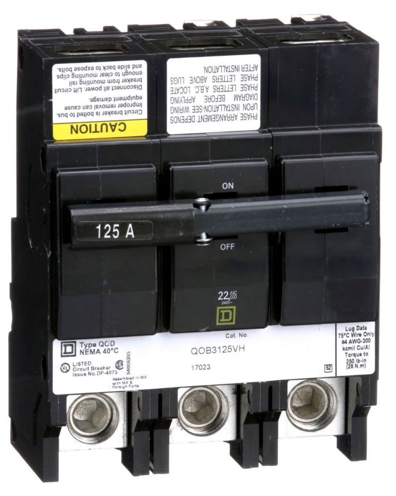 Square D QOB3125VH Miniature Circuit Breaker 240V 125A | Gordon ...