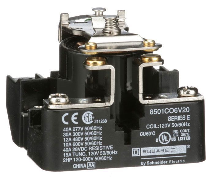 SQUARE D 8501CO6V20 : RELAY 600VAC 10AMP TYPE C +OPTIONS | Gordon ...