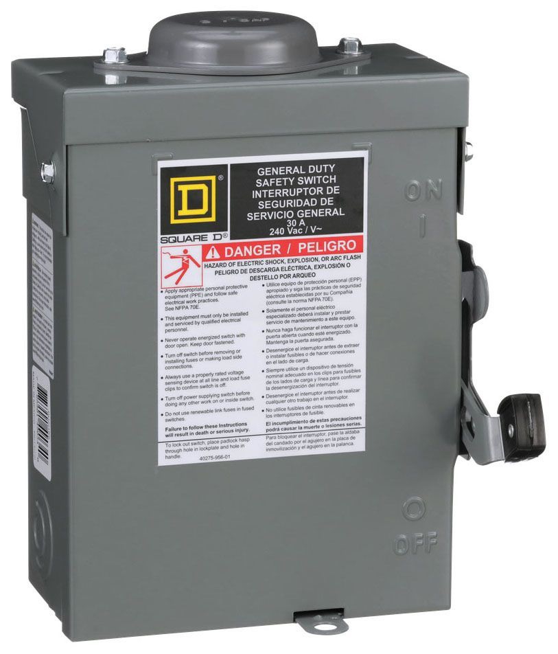 Square D HU361RB Safety Switch 600V 30A NEMA 3R Outdoor, 47% OFF