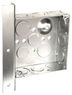 Garvin 52151-AB 4"" Square Junction Box 1-1/2"" Deep Right Angle Mounting Bracket (4) 1/2"" and ...