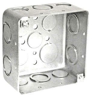 Garvin 52171-SDR 4"" Square Junction Box Drawn 2-1/8"" Deep (4) 1/2 ...