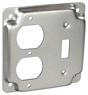 Garvin G1941 4"" Square 1/2"" Raised Duplex Receptacle and Toggle ...