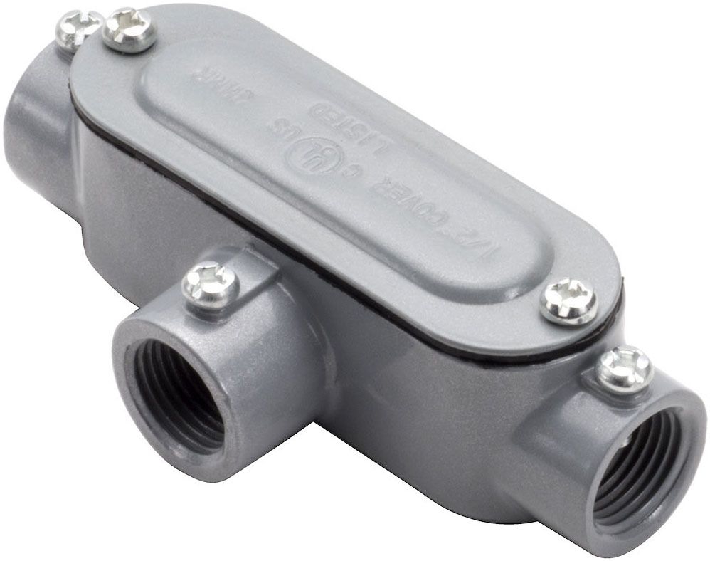 Topaz T1SSCG 1/2"" Conduit Bodies EMT & Rigid T w/Cover & Gasket ...