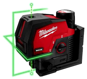 Milwaukee 3624-20 M12 Green Laser Cross Line & 4-Points | Gordon Electric Supply, Inc.