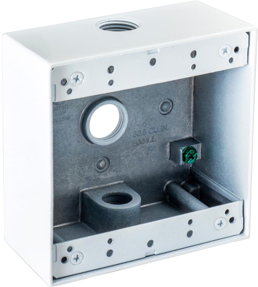 TOPAZ WB2350W 1/2IN 3 HOLE 2-GANG WP BOX WHITE 10-PK | Gordon Electric ...