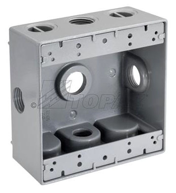 Topaz WB2575X 3/4"" 2-Gang Side Opening Box 5-Hole | Gordon Electric ...