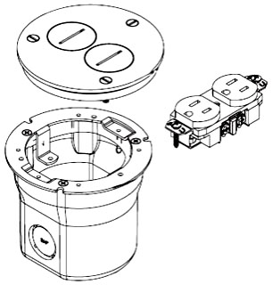 WALKER 862TSP : FLOOR BOX W/895TSP BRASS COVER | Gordon Electric Supply ...