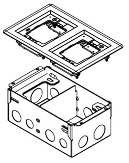 WALKER 880W2827B : FLOOR BOX W/2 GANG BRASS FLANGE | Gordon Electric ...