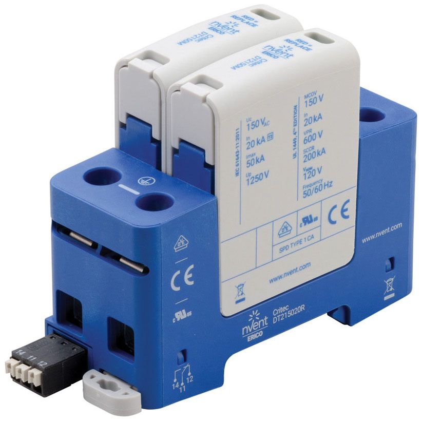 Erico DT215020R Dt2 Din Rail Surge Protection Class Ii, 2+0 Mode, 120V ...